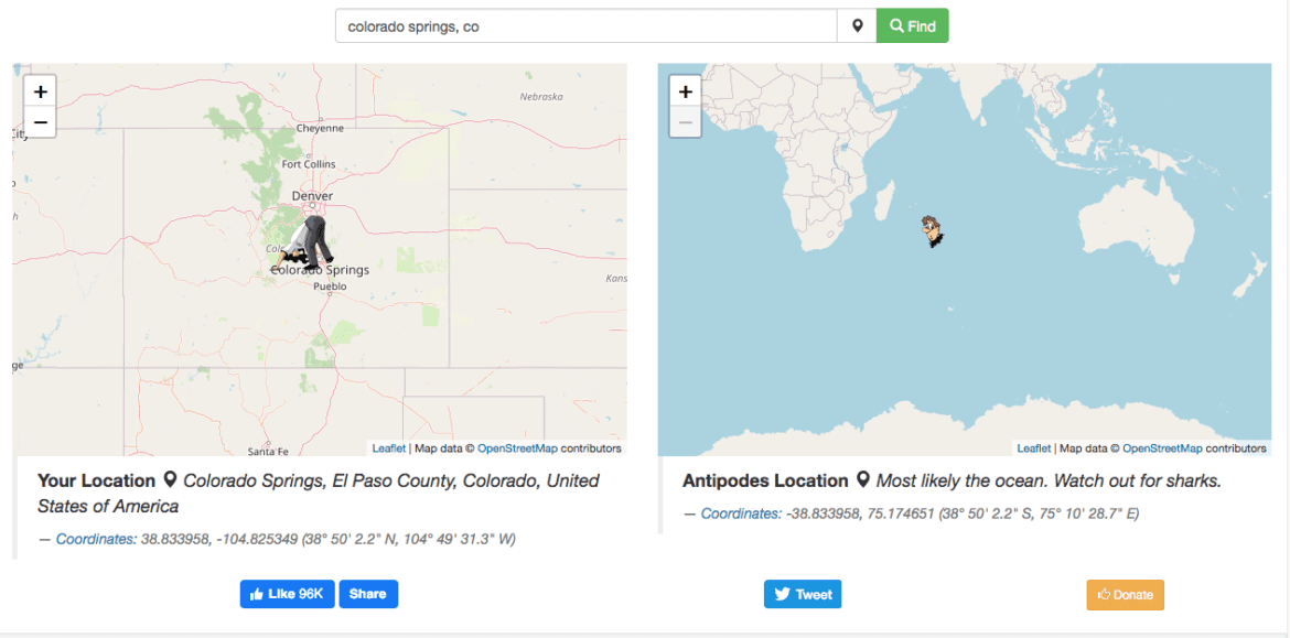 Map Shows Where You'd Be If You Dug A Hole Straight Through Earth ...