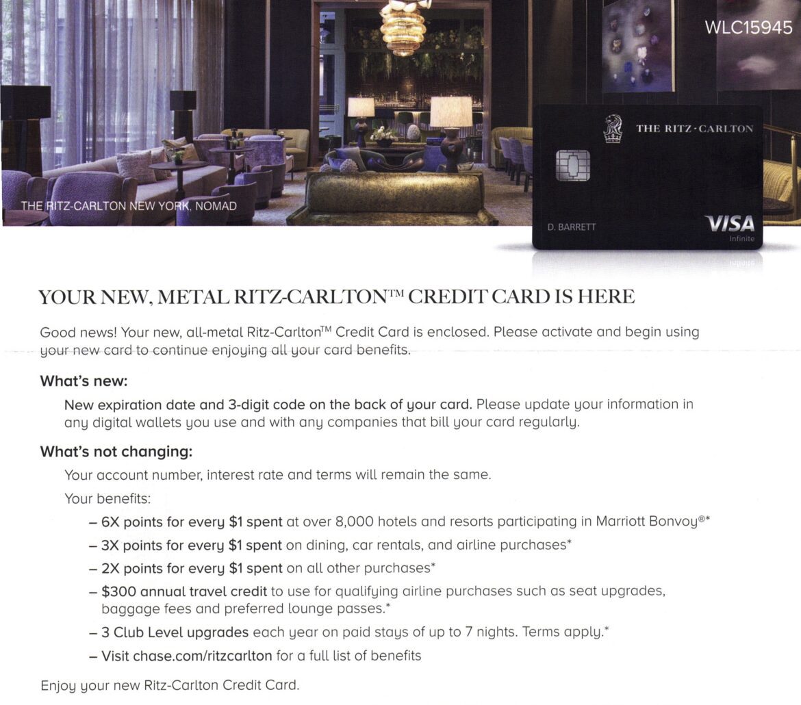 The Return of the All-Metal Ritz-Carlton Credit Card - Your Mileage May ...