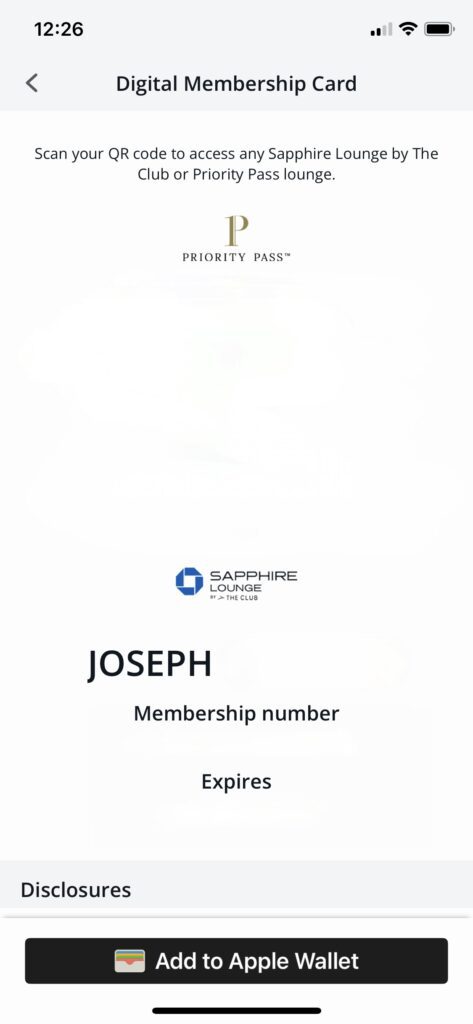 Unveiling the "Secret" Chase Priority Pass Digital Card - Your Mileage ...