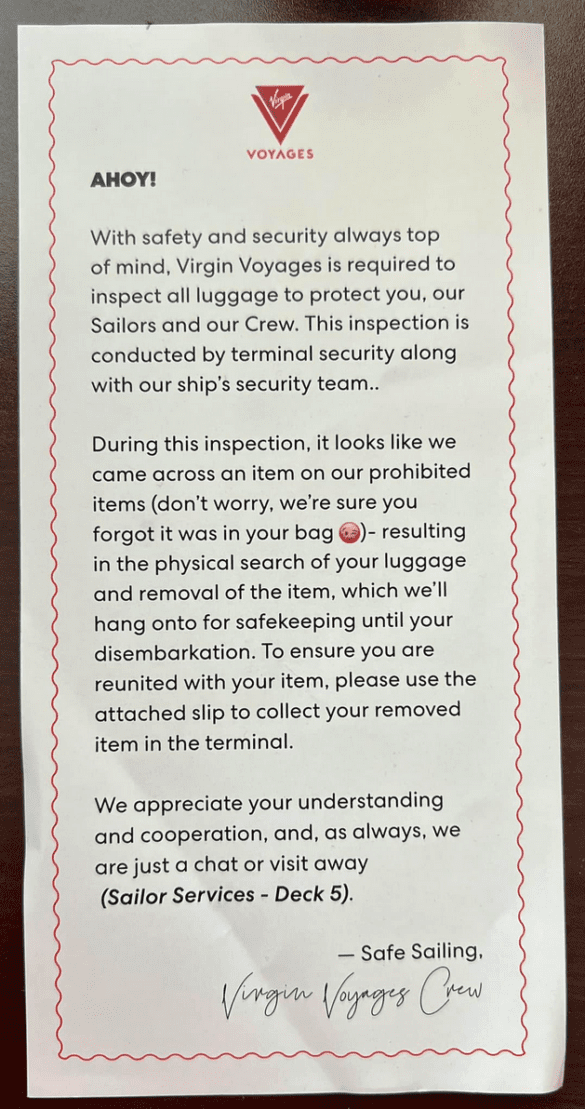 I've Never Seen A Cruise Ship With A "Prohibited Items" List Like THIS ...