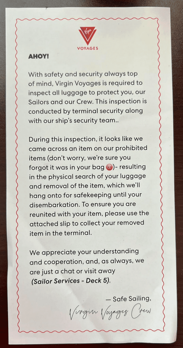 I've Never Seen A Cruise Ship With A "Prohibited Items" List Like THIS ...